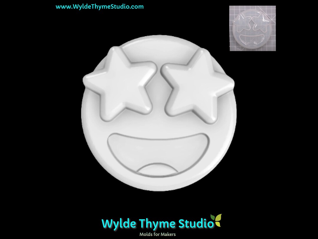 Emoji Mold Star Eyes - 3.35" Craft Mold | Soap Mold | Resin Mold ...