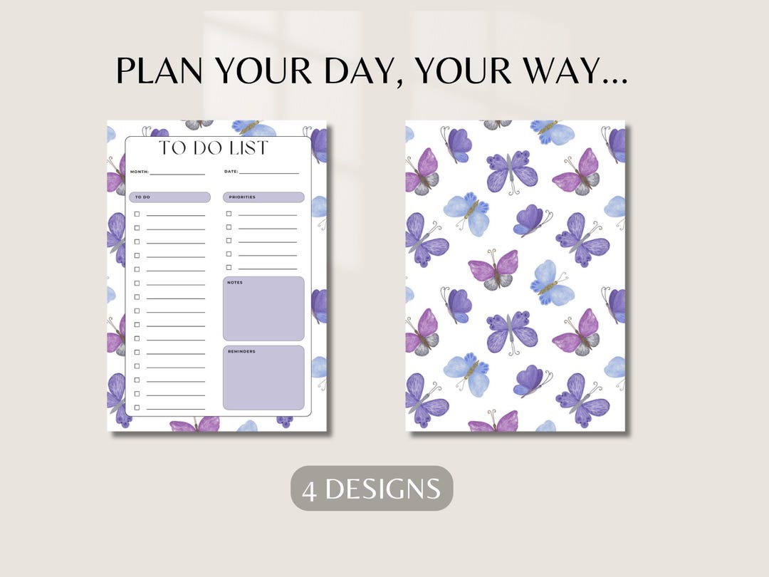 Butterfly Daily to Do List Printable, Watercolor Daily Planner Pages ...
