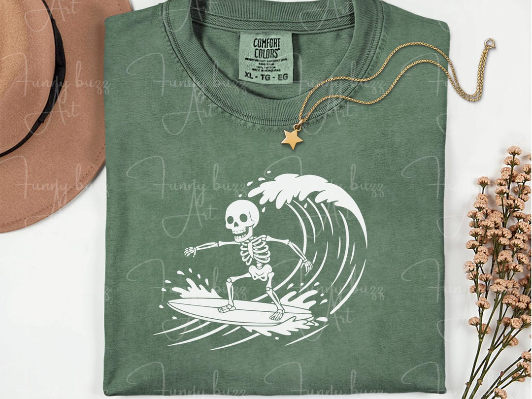 Skeleton Surfing SVG PNG Bundle (4 Designs), Spooky Surf Skeleton Beach ...