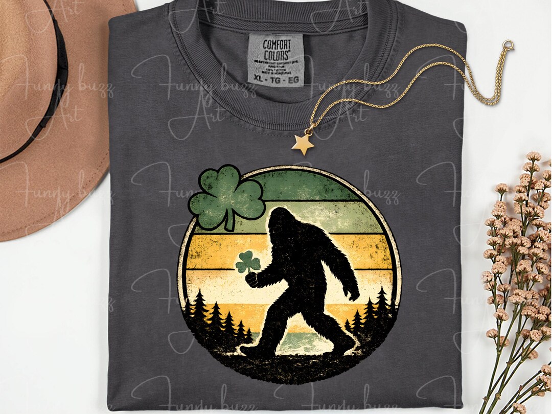 Retro Bigfoot Shamrock PNG, Sasquatch St Patrick’s Day Shirt, Funny ...