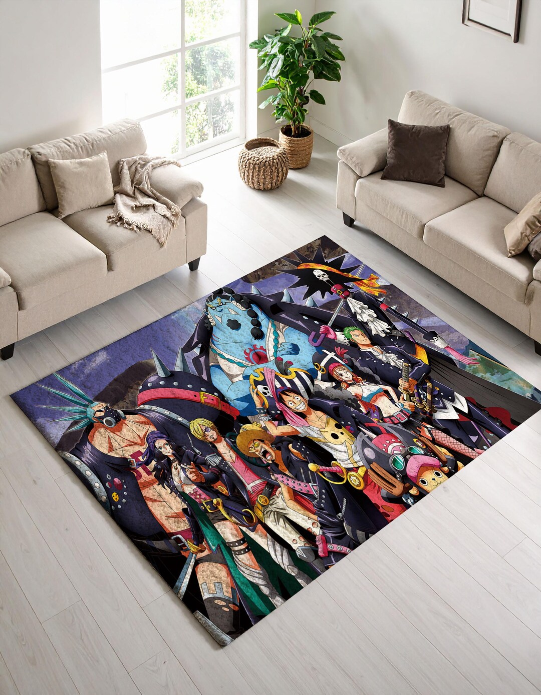 Anime Crew Area Rug, Gamer Den Decor, Washable Cotton - Etsy