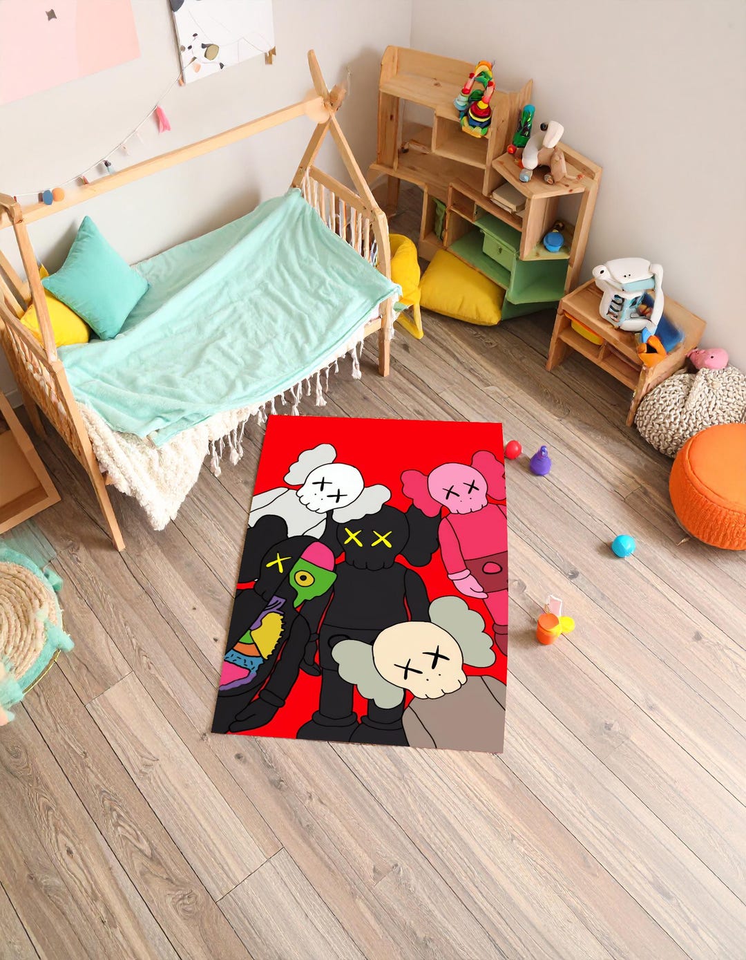 Kaws-inspired Pop Art Rug: Colorful Hypebeast Decor - Etsy