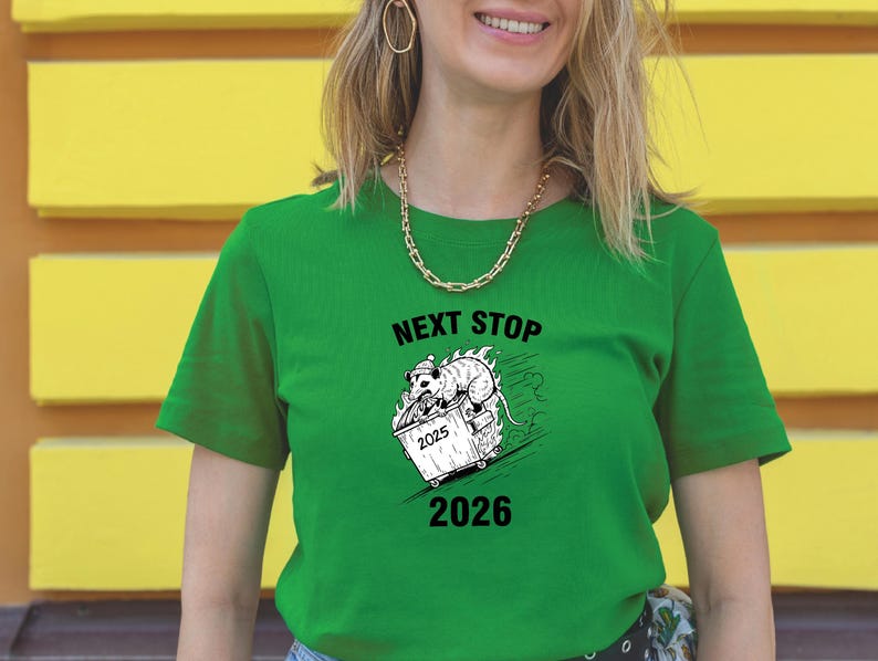 Next Stop 2026 Funny New Year Illustration – 2025 Dumpster Fire Cartoon ...
