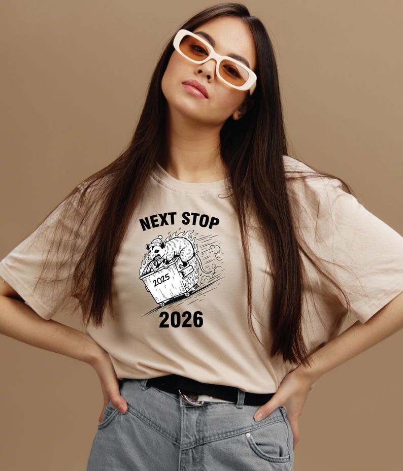 Next Stop 2026 Funny New Year Illustration – 2025 Dumpster Fire Cartoon ...