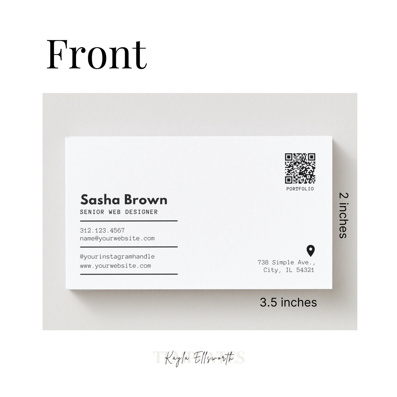 Colorful Business Card Template With QR Code, Tagline, Instant Download ...