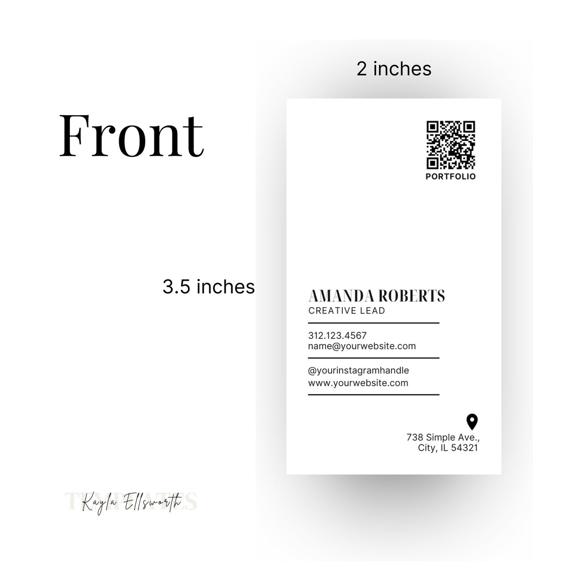Business Card Template QR Code, Instant Download, Business Card ...