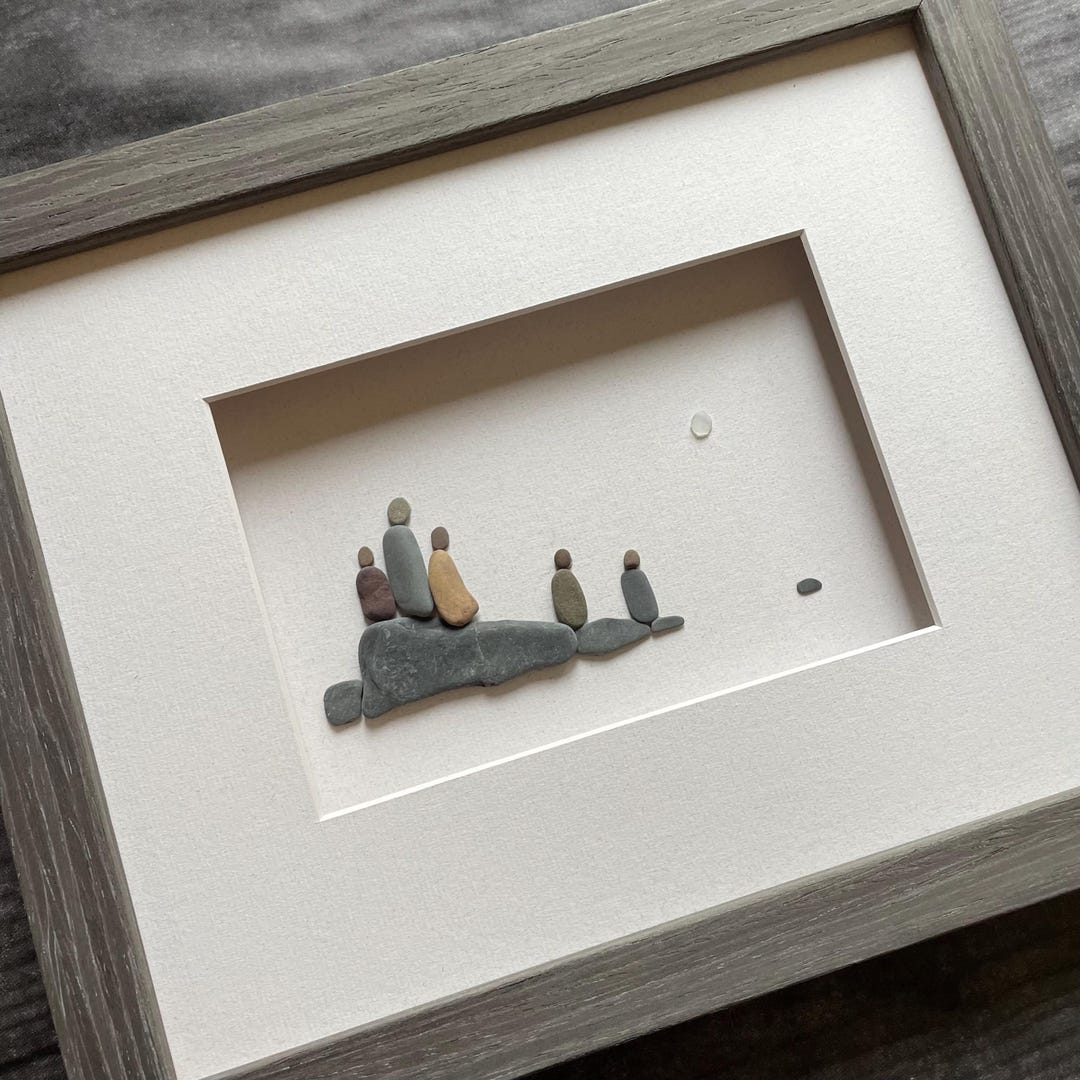 8 by 10, Pebble Art, Sharon Nowlan, Family of Five - Etsy