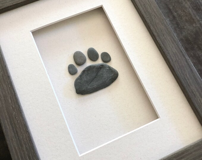 Dog Paw Print Art, 6 by 8, Pebble Art - Etsy
