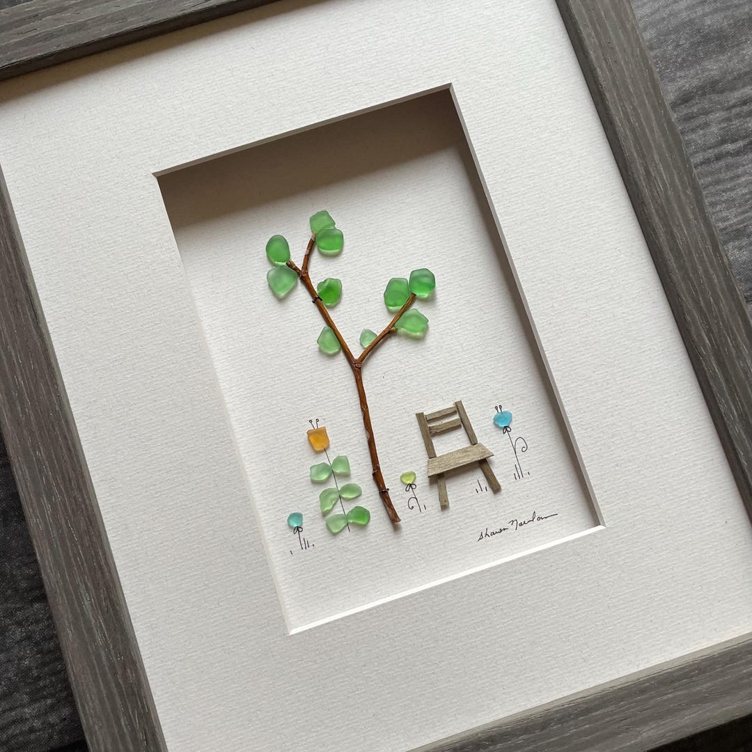 8 by 10, Pebble Art, Sharon Nowlan, Wood Chair Under a Tree - Etsy