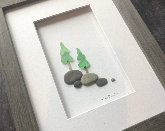 6 by 8 Sharon Nowlan Tree Pebble and Seaglass Art - Etsy