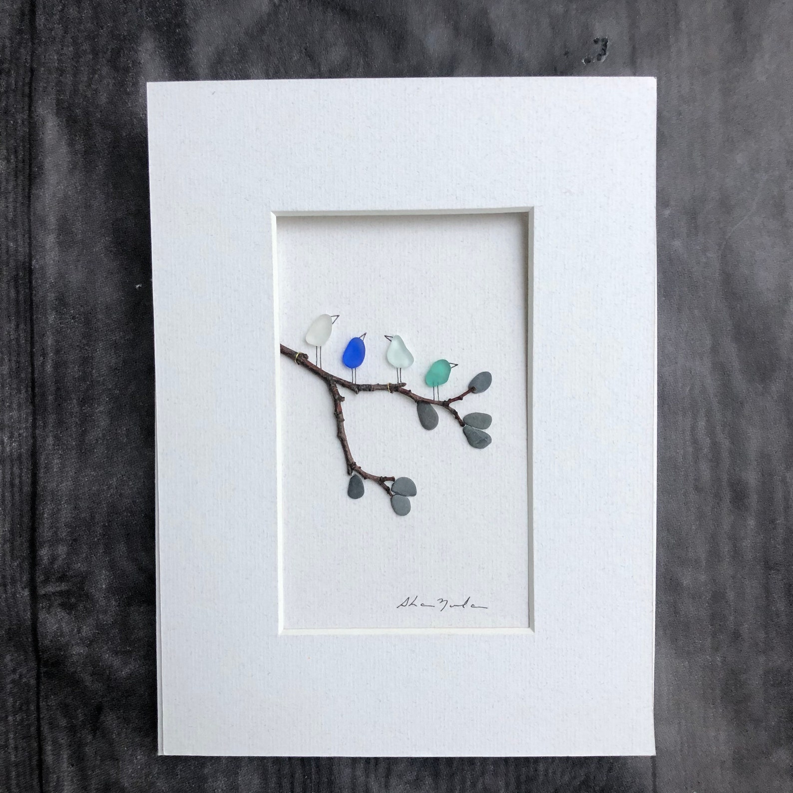 6 by 8 Sharon Nowlan Original Art Family of four Pebble Art | Etsy