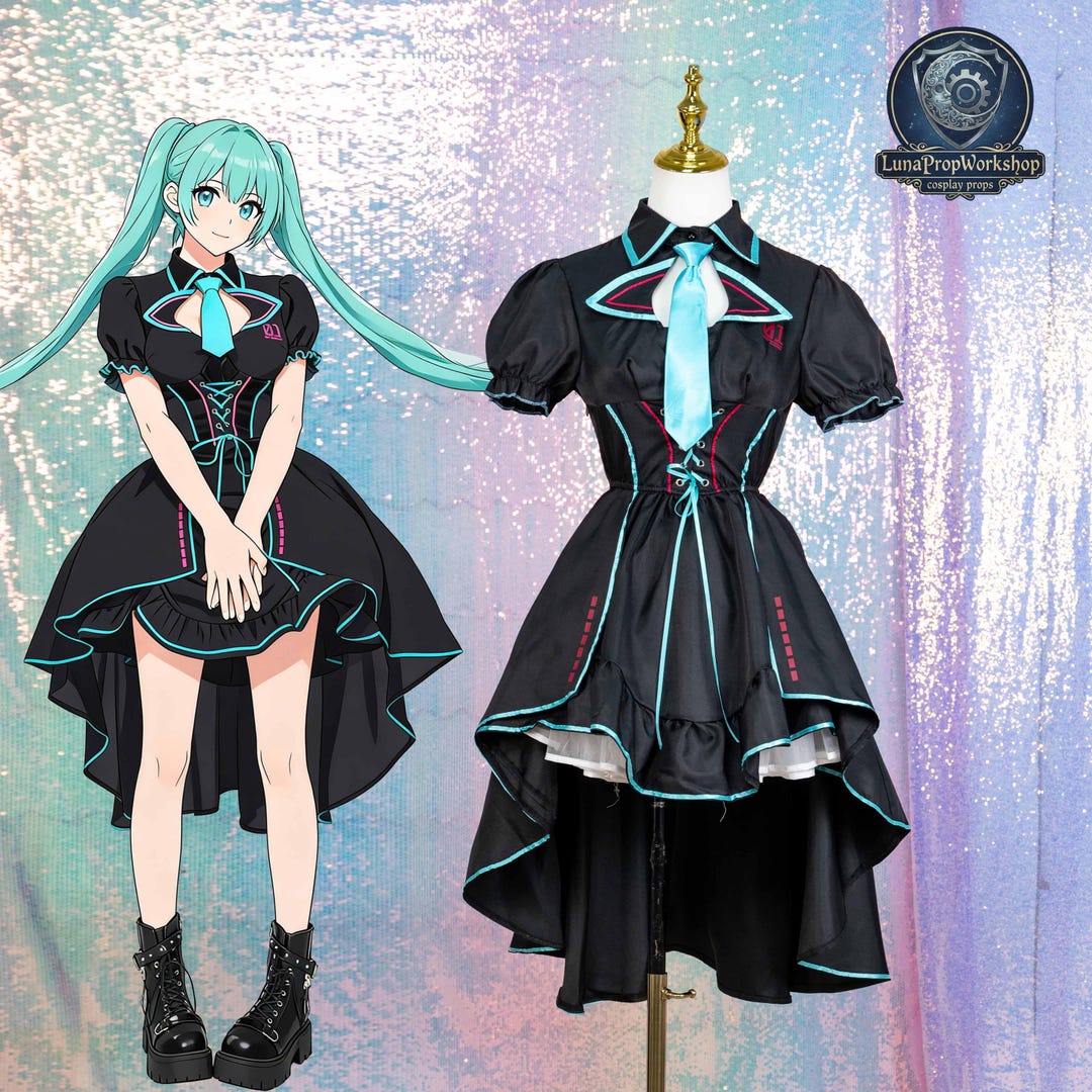 Hatsune Miku Moonlight Knight Cosplay Dress Black Gothic Idol Uniform ...