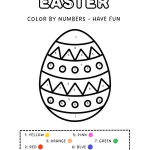 Easter Color by Number Book for Kids | Printable Bunny, Chick & Egg ...