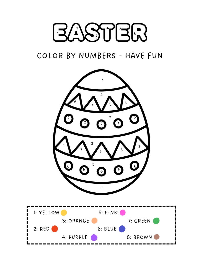 Easter Color by Number Book for Kids | Printable Bunny, Chick & Egg ...