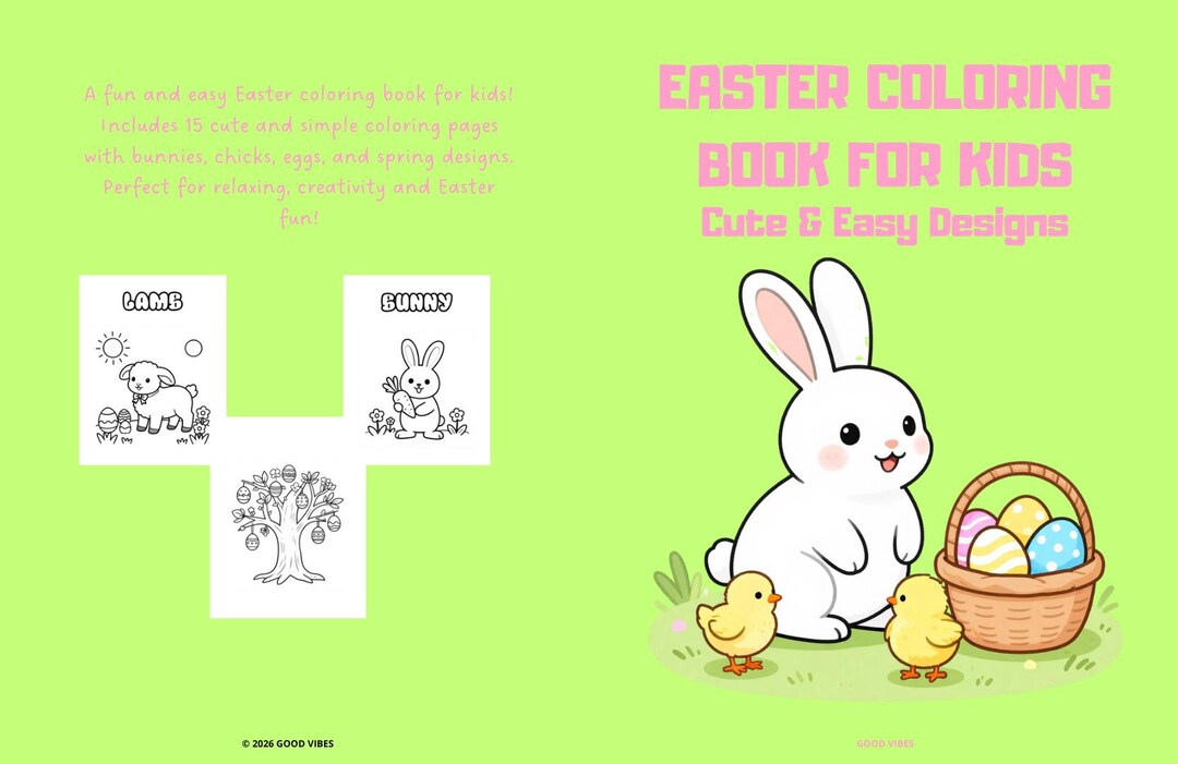 Easter Coloring Book for Kids | Printable Bunny, Chick, Egg & Spring ...