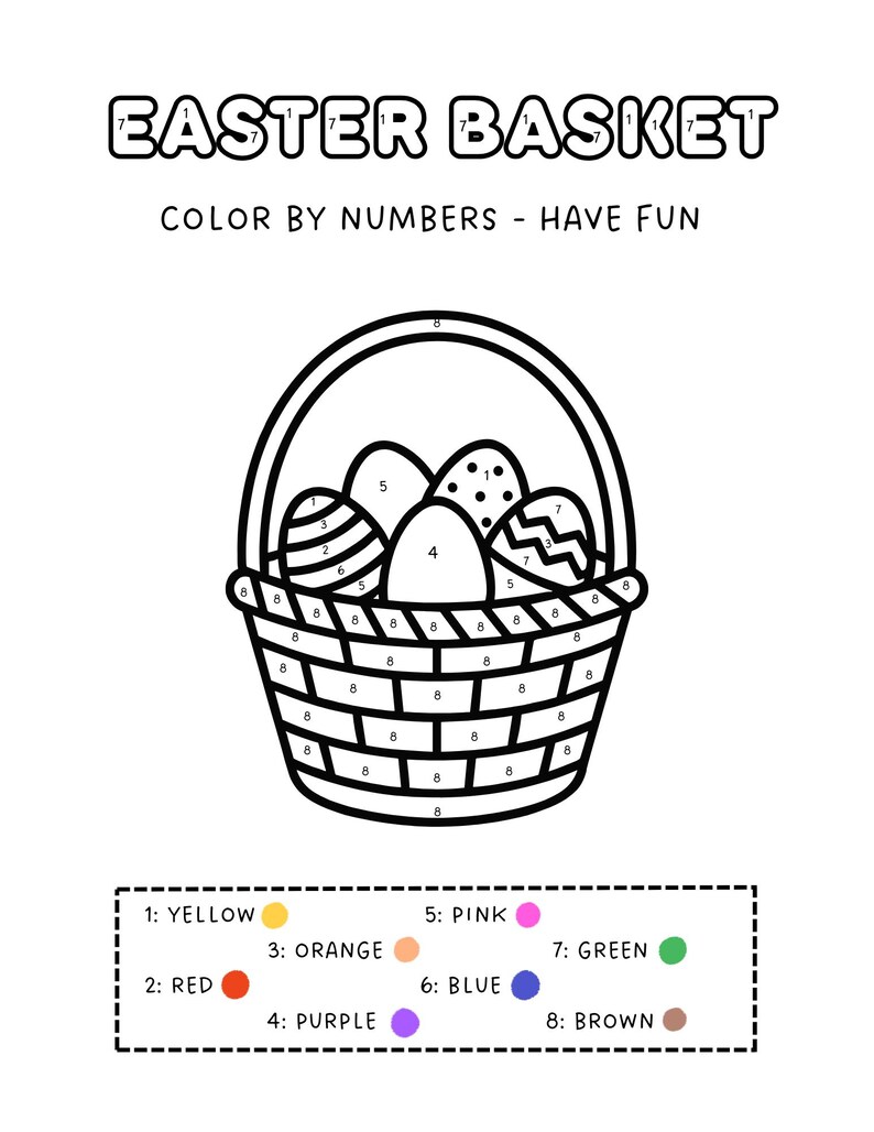 Easter Color by Number Book for Kids | Printable Bunny, Chick & Egg ...