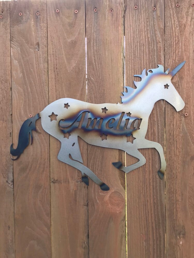 Custom Metal Personalized Unicorn Sign | Etsy