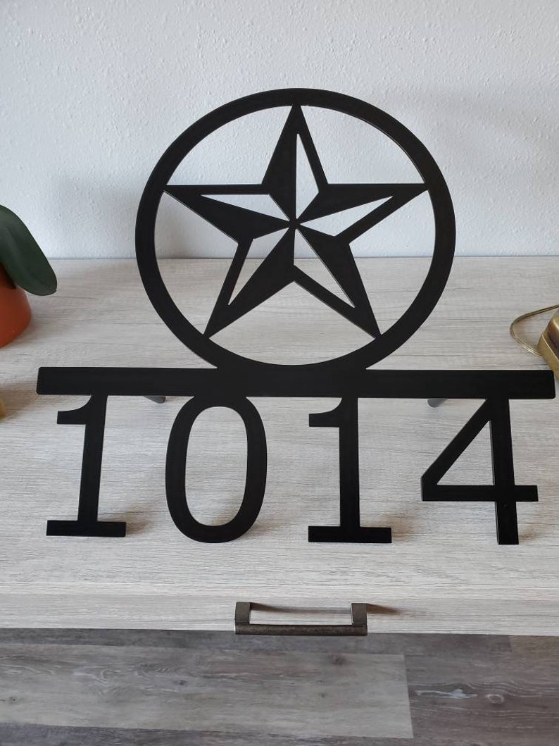 Custom Metal Address Sign for Rock With Lone Star - Etsy