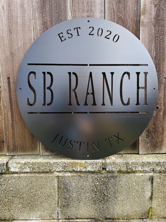 Custom Round Metal Farm Ranch Entrance Sign Personalized - Etsy