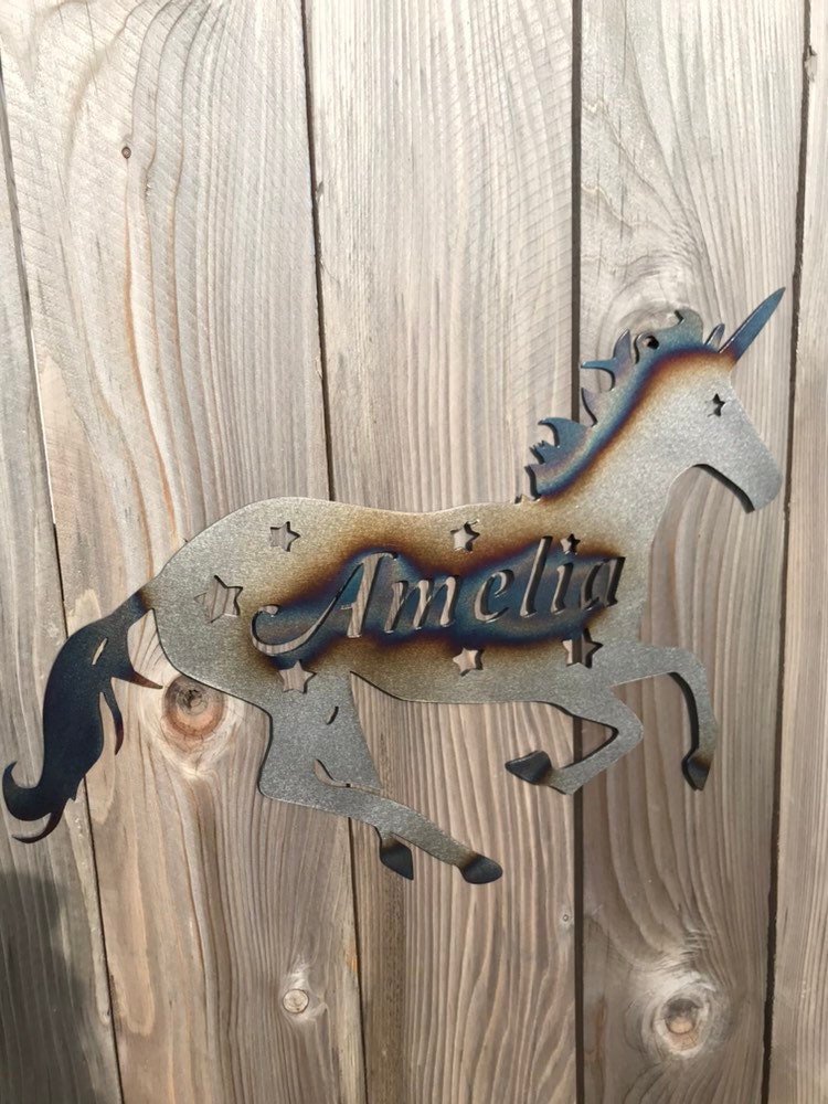 Custom Metal Personalized Unicorn Sign | Etsy