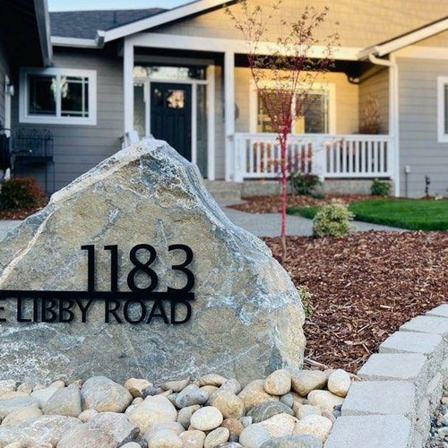 Custom Metal Home House Address Sign With Tree for Rock or | Etsy