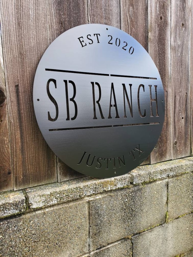 Custom Round Metal Farm Ranch Entrance Sign Personalized - Etsy