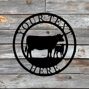 Cattle Metal Sign Custom Metal Cow and Calf Sign Personalized - Etsy