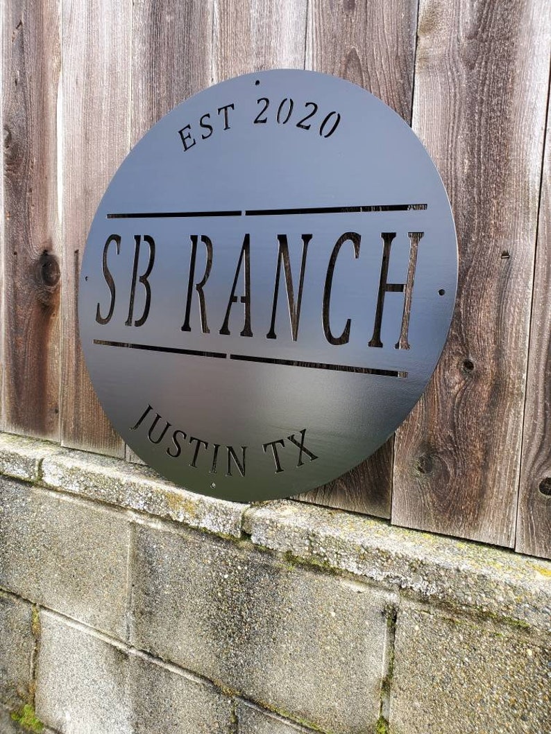 Custom Round Metal Farm Ranch Entrance Sign Personalized - Etsy