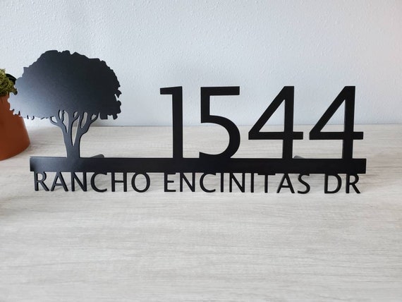 Custom Metal Home House Address Sign With Tree for Your Rock | Etsy