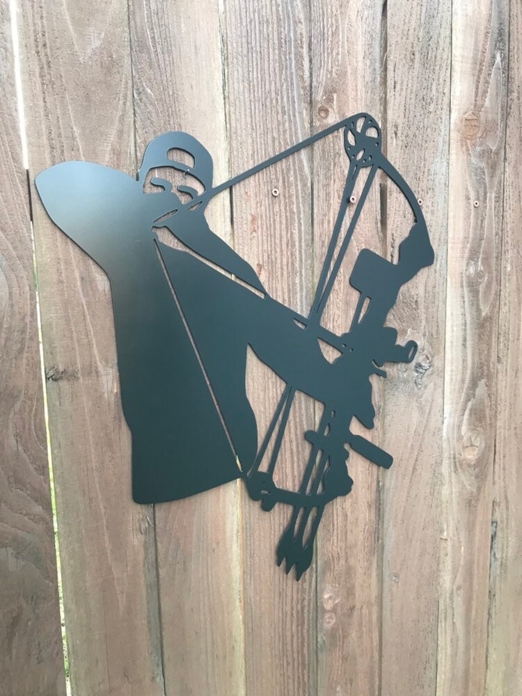 Custom metal hunter sign with bow drawn | Etsy