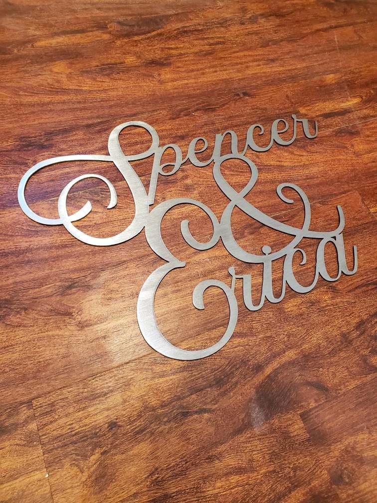 Custom Metal Name Cursive Sign Wedding | Etsy