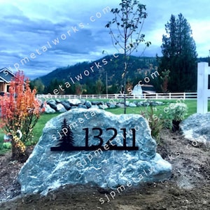 Custom Metal Home House Address Sign With Tree for Rock or Wall - Etsy