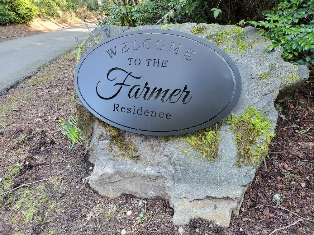 Custom Metal Home House Address Entrance Sign for Rock or Wall | Etsy