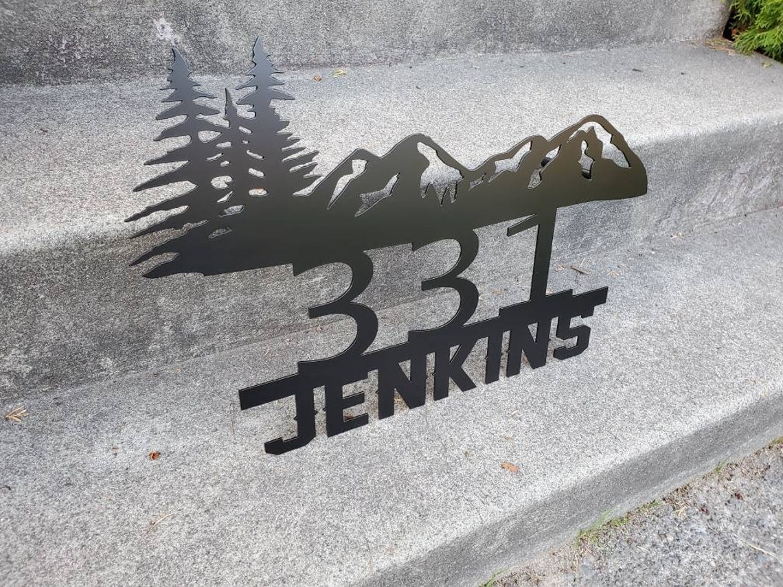 Custom Metal Mountain Address Sign Personalized With Name or Street - Etsy