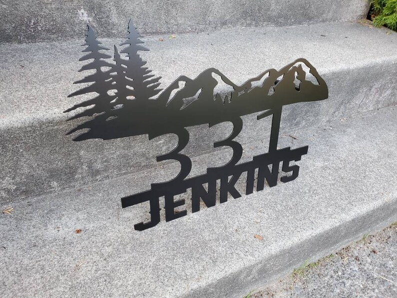 Custom Metal Mountain Address Sign Personalized With Name or Street - Etsy