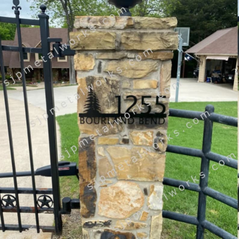 Custom Metal Home House Address Sign With Tree for Rock or - Etsy