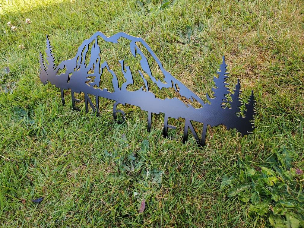 Custom metal mountain home house address sign for your rock or | Etsy