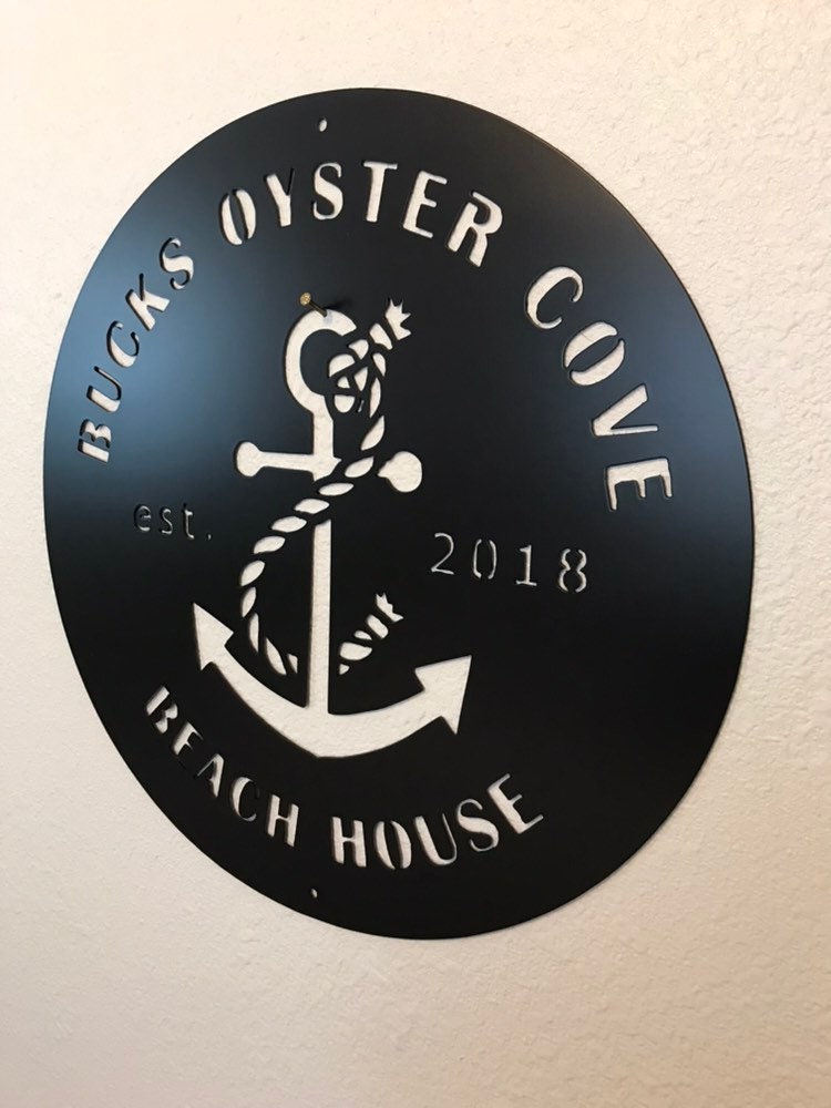 Custom Metal Beach Oyster Cove Personalized Sign Wall Art | Etsy