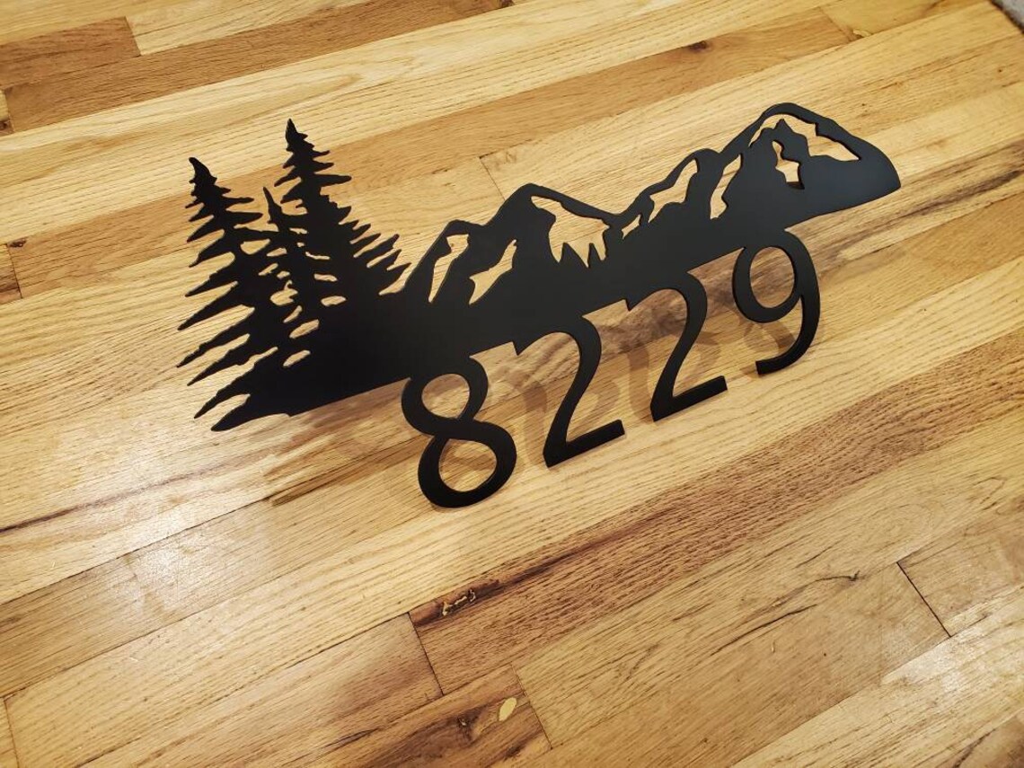 Custom Metal Mountain Home House Address Sign for Rock or Wall - Etsy