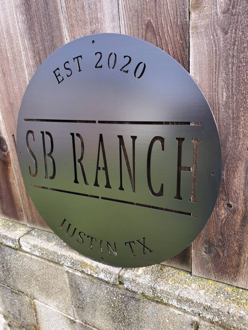 Custom Round Metal Farm Ranch Entrance Sign Personalized - Etsy
