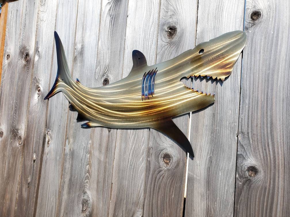 Custom metal shark wall hanging sign | Etsy