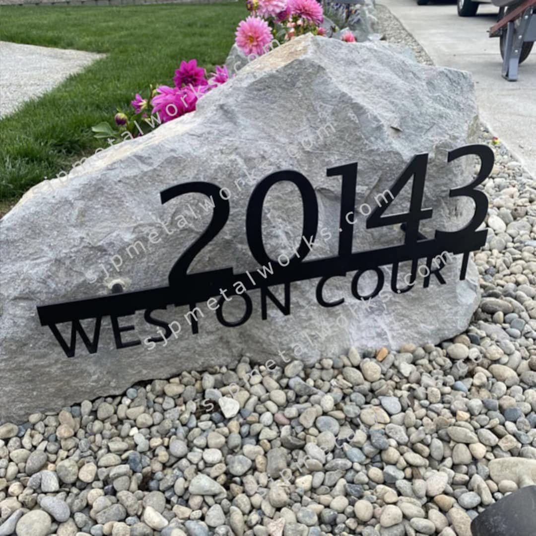 Custom Metal Address Sign for Rock Personalized Custom Address Modern ...