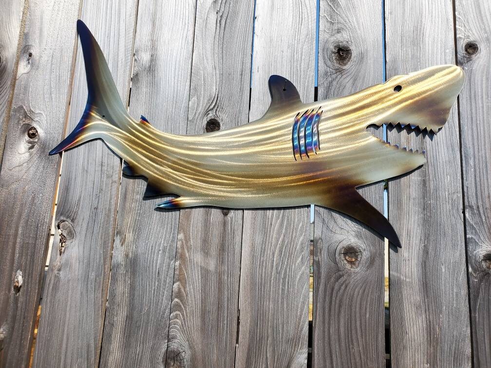 Custom metal shark wall hanging sign | Etsy
