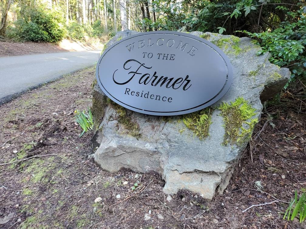 Custom Metal Home House Address Entrance Sign for Rock or Wall | Etsy