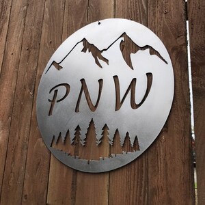 Custom Metal PNW Mountain Sign - Etsy
