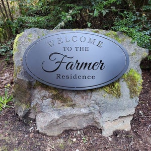 Custom Metal Home House Address Entrance Sign for Rock or Wall - Etsy