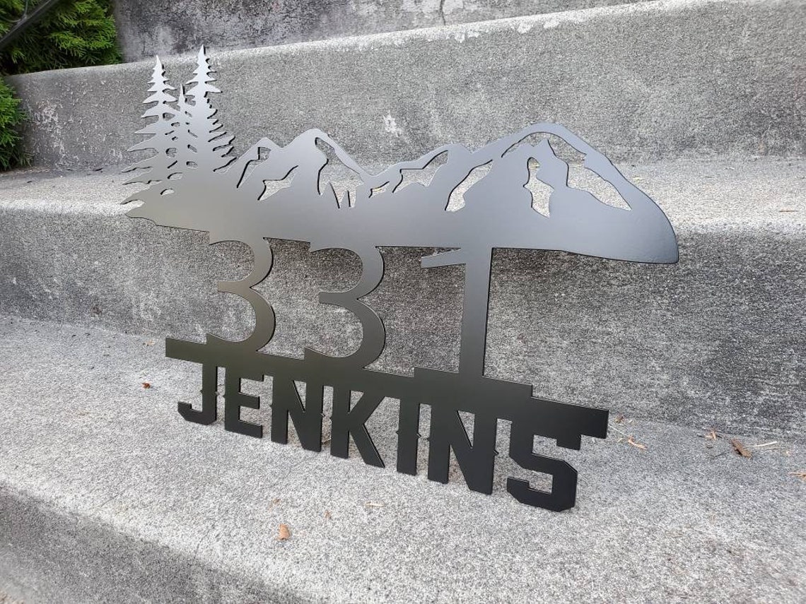 Custom Metal Mountain Address Sign Personalized With Name or Street - Etsy