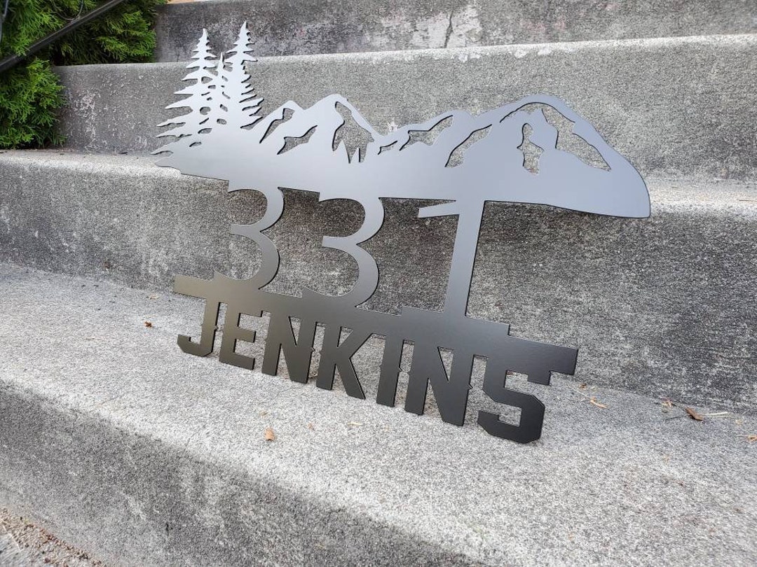 Custom Metal Mountain Address Sign Personalized With Name or Street - Etsy