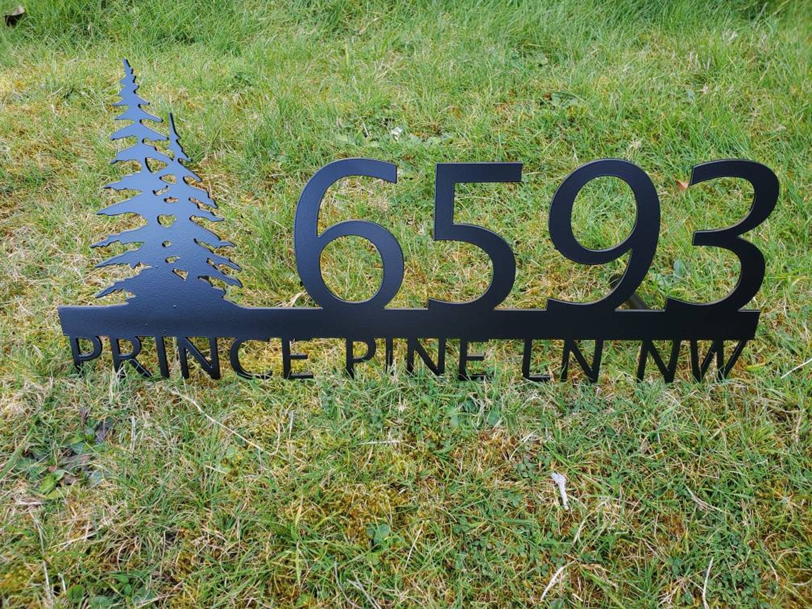 Custom Metal Home House Address Sign With Tree for Rock or | Etsy