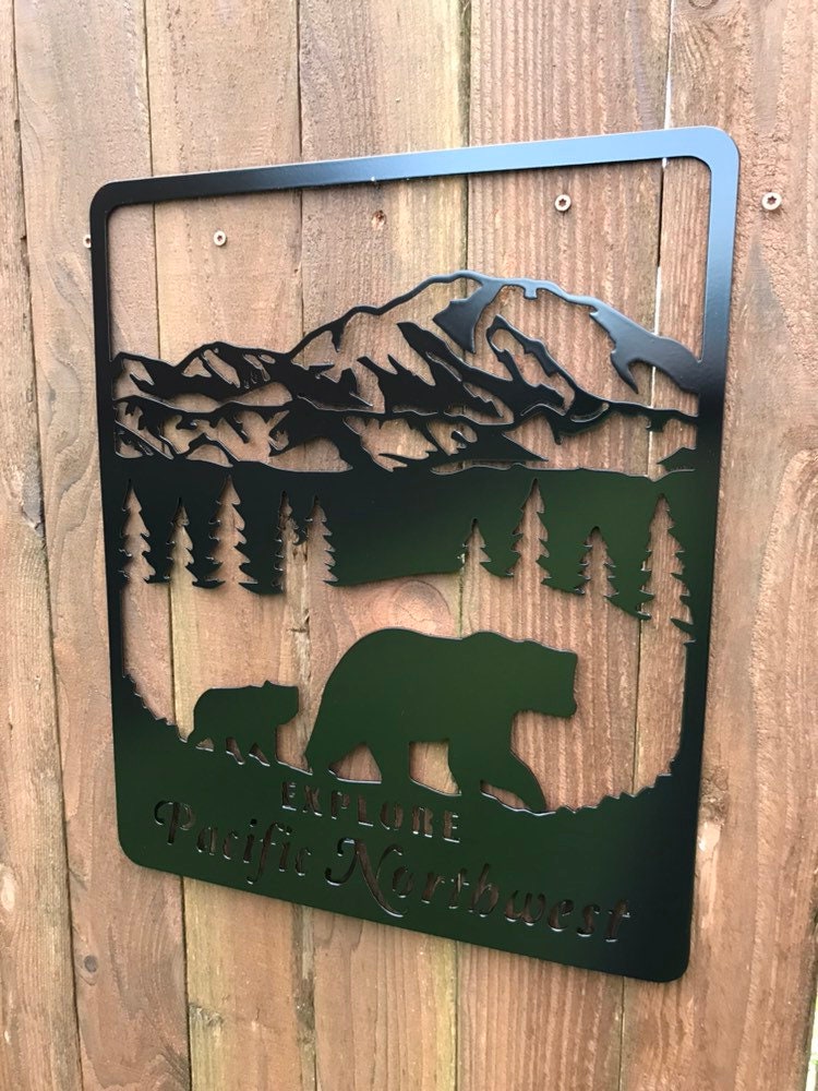 Custom Metal Moutain Sign Art | Etsy